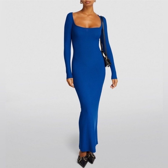 SKIMS | Dresses | Skims Longsleeve Soft Lounge Slip Dress 2x Cobalt ...
